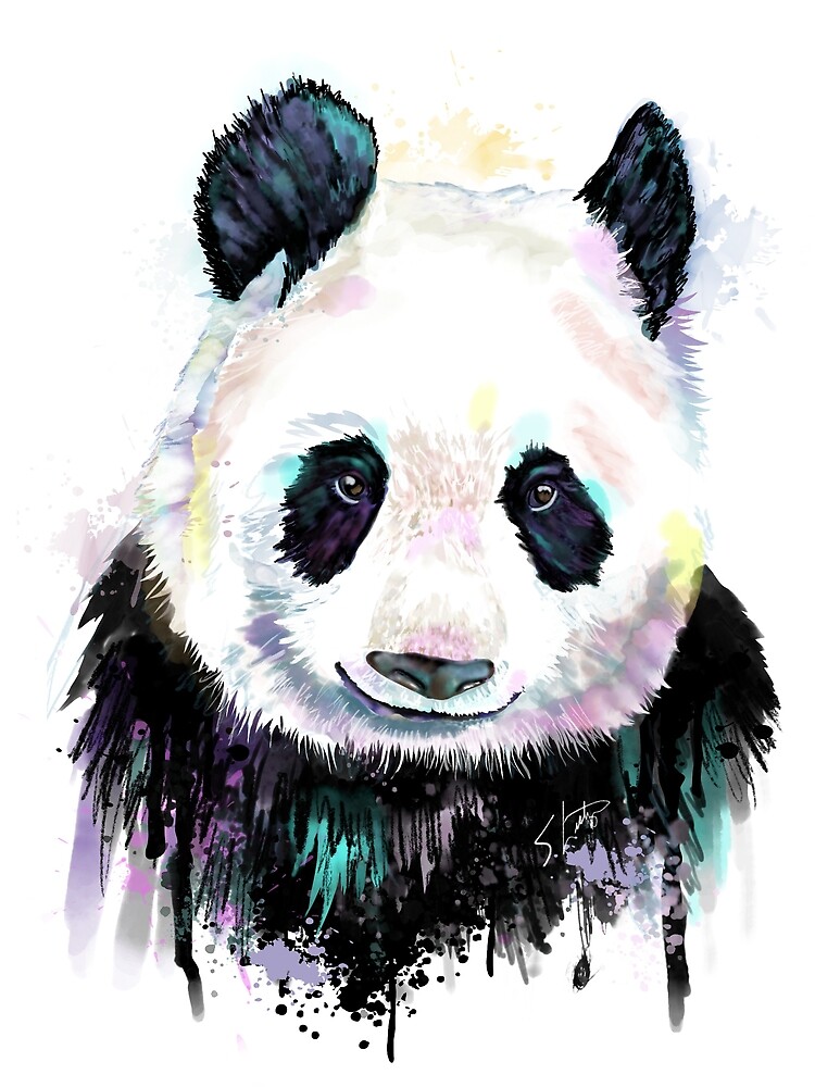 "Panda Splash Watercolor " Poster by slaterza | Redbubble