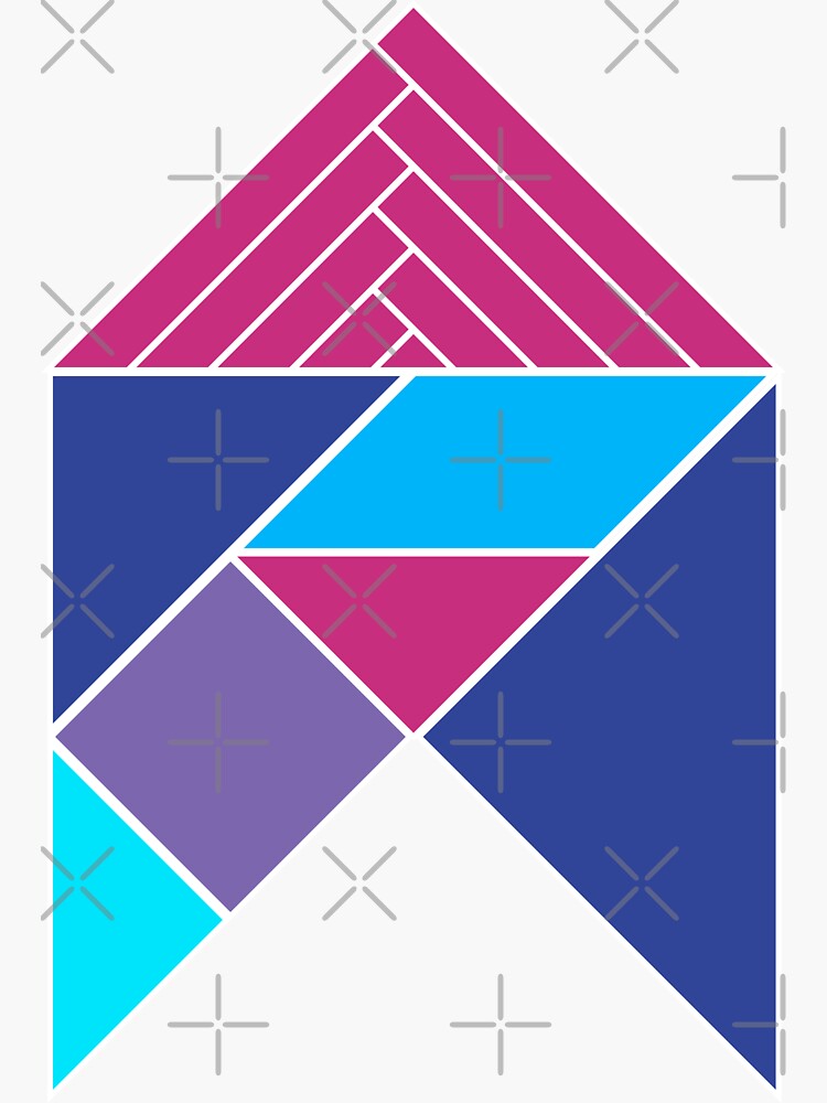 Pegatina «Azulejos de tangram en azul» de luciacoronaart | Redbubble