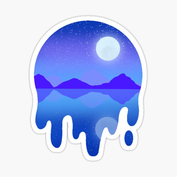 "Blue Night Sky Reflection Moon Drip Sticker" Sticker by haylathurmand ...