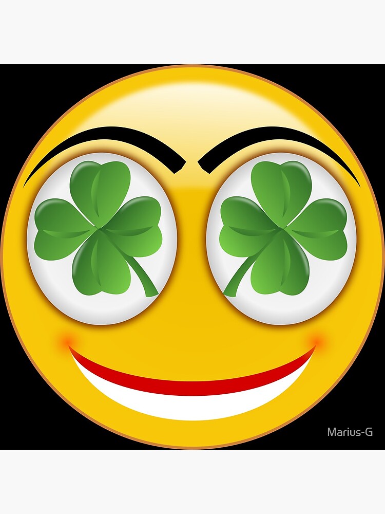 "Emoticon eyes four-leaf clover" Poster for Sale by Marius-G | Redbubble