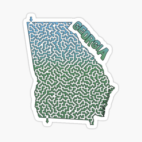 "Georgia State Outline Maze & Labyrinth" Sticker by gorff | Redbubble