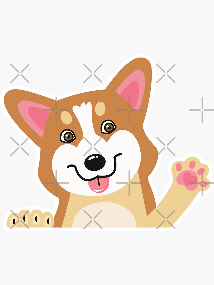 "Hello Doggo - Corgi" Sticker by ArtPoppers | Redbubble