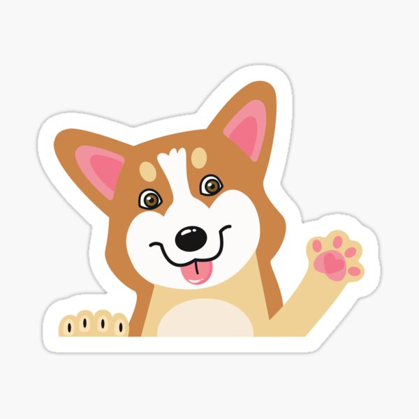 "Hello Doggo - Corgi" Sticker by ArtPoppers | Redbubble