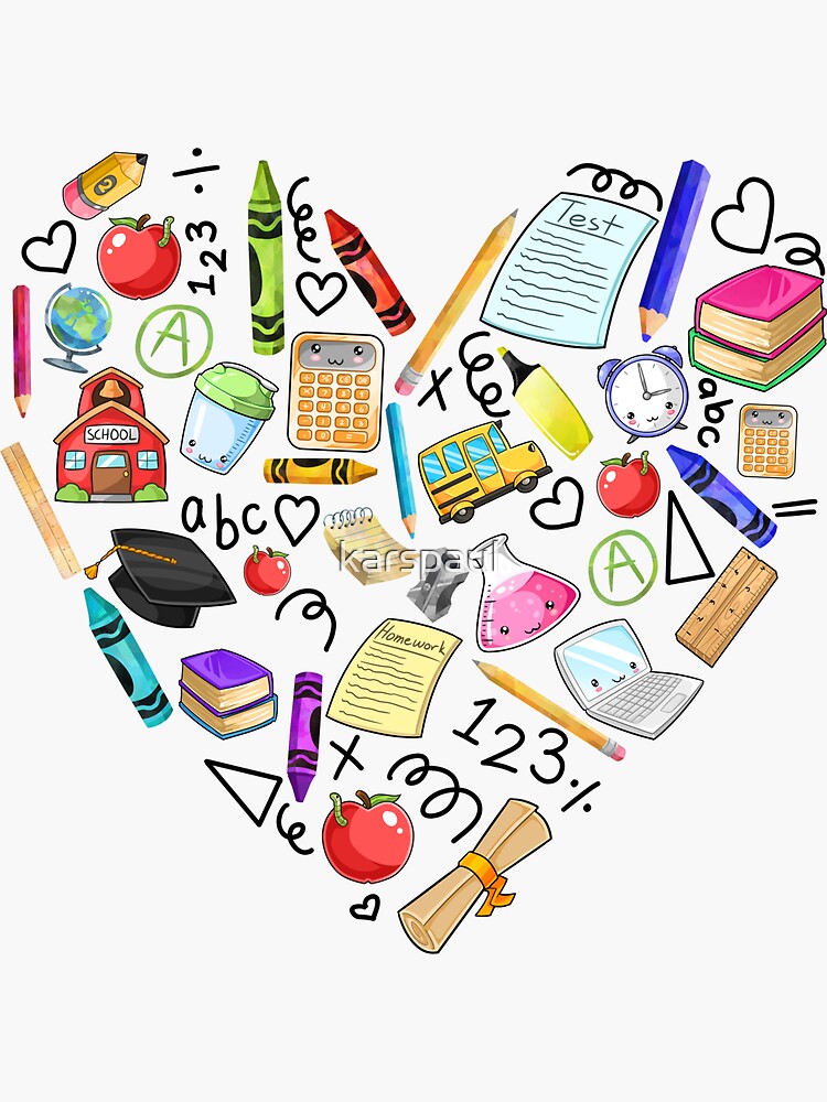 "School Teacher Student Kawaii Heart" Sticker for Sale by karspaul ...