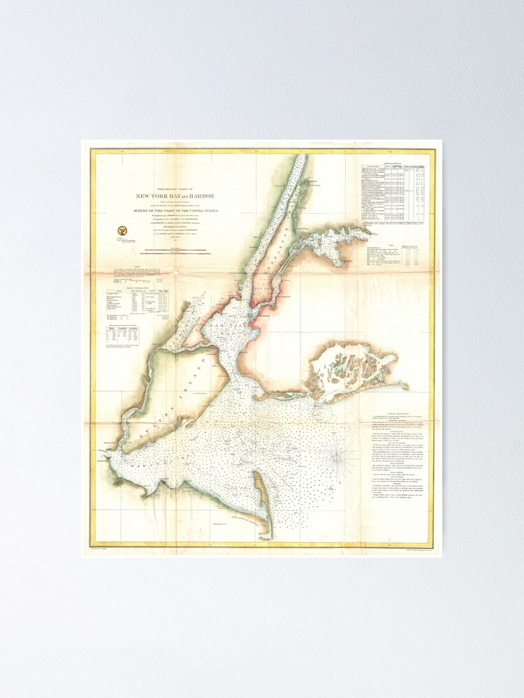 "Vintage Map of New York City and NY Harbour (1857)" Poster by ...