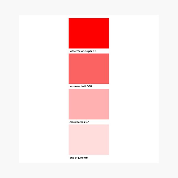 "Watermelon Sugar Pantone Paint Swatch Harry Styles" Photographic Print ...