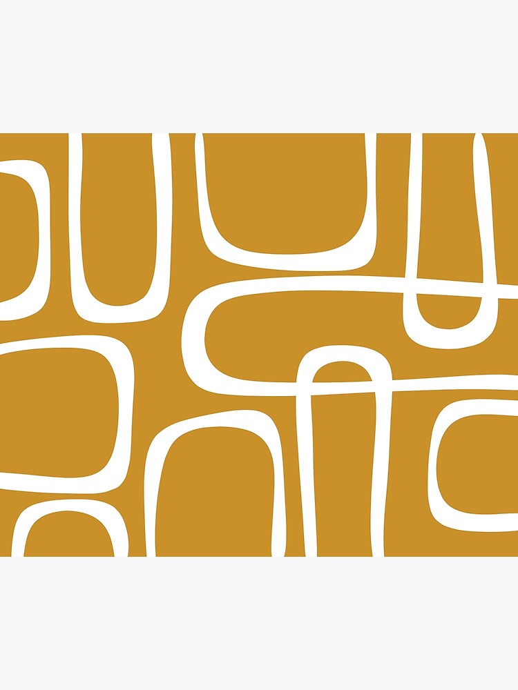"Midcentury Modern Loops Retro Pattern in White and Mustard Gold" Art ...