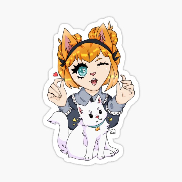"cute cat girl" Sticker by Itscutieskyes | Redbubble