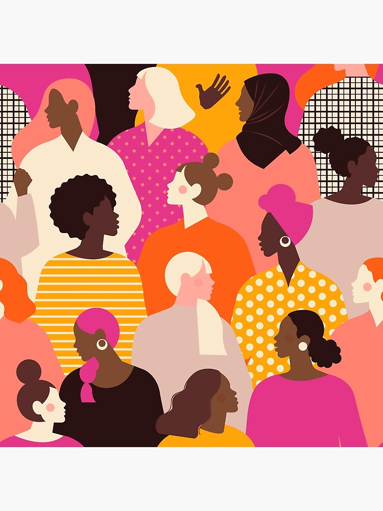 "Colorful feminist pattern of women in pink tones" Art Print for Sale ...