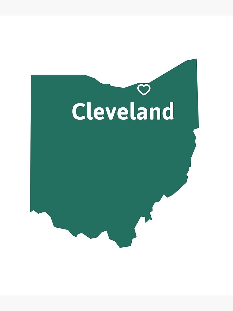 "Cleveland Love Design with the State Outline" Poster for Sale by ...