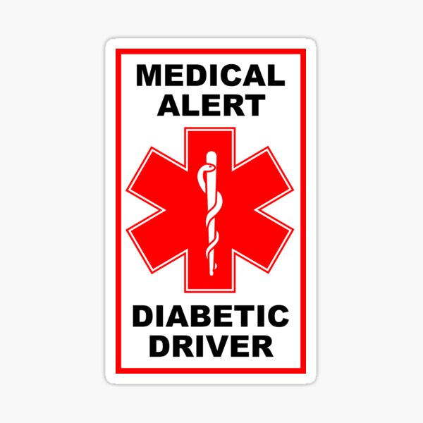 "Medical Alert Diabetic Driver Diabetes Alert Awareness Red" Sticker ...
