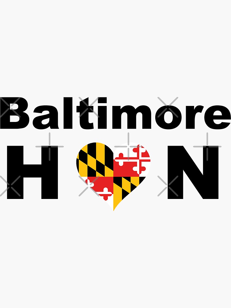 "Baltimore Hon Maryland Flag Heart I Love Baltimore" Sticker for Sale ...