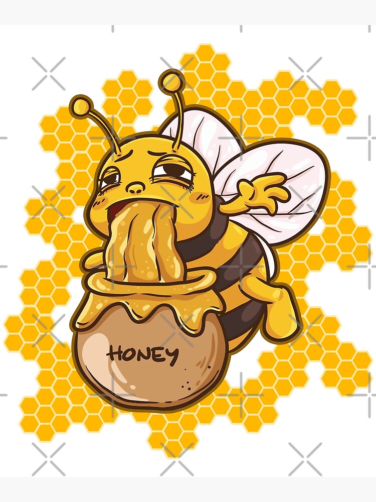 "Funny Honey Bee Throwing Up in a Honey Jar" Poster by PragmaticFalcon ...