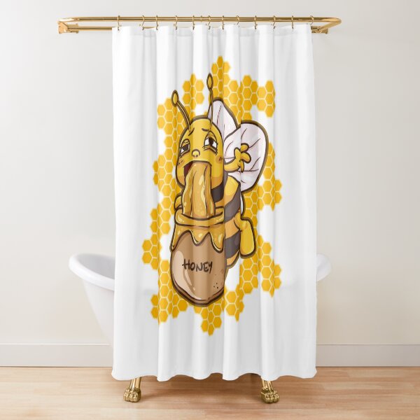 "Funny Honey Bee Throwing Up in a Honey Jar" Shower Curtain by ...