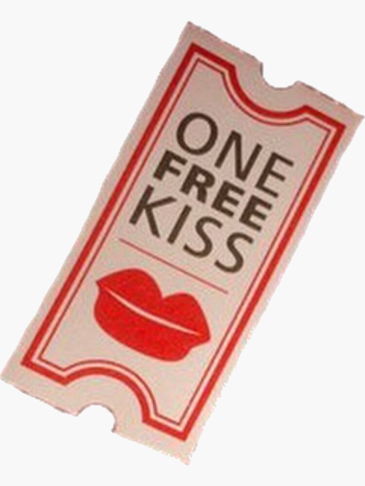 "One Free Kiss Ticket" Sticker for Sale by gardenparty69 | Redbubble