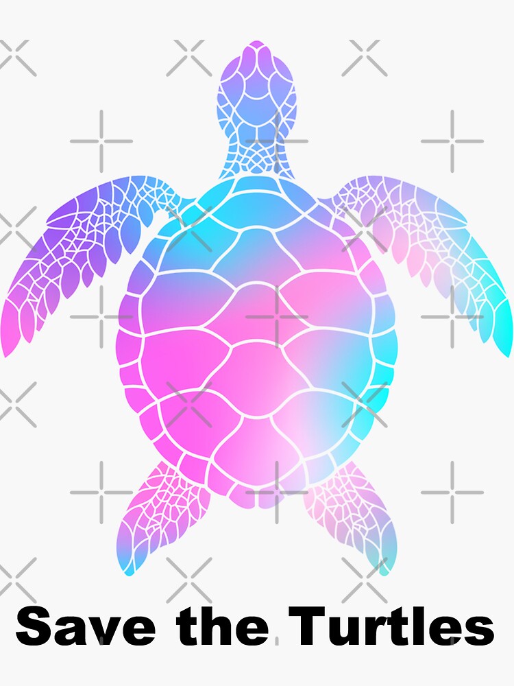 "Save the Turtles Turtle vsco white letters" Sticker for Sale by ...