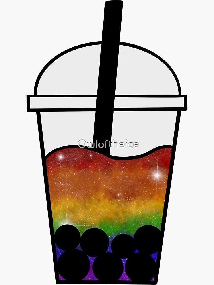 "Rainbow Galaxy Boba" Sticker by Owloftheice | Redbubble