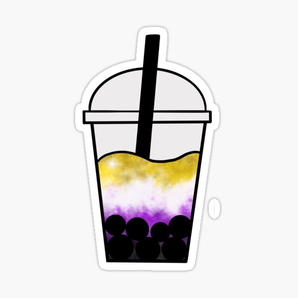 "Nonbinary Galaxy Boba" Sticker for Sale by Owloftheice | Redbubble