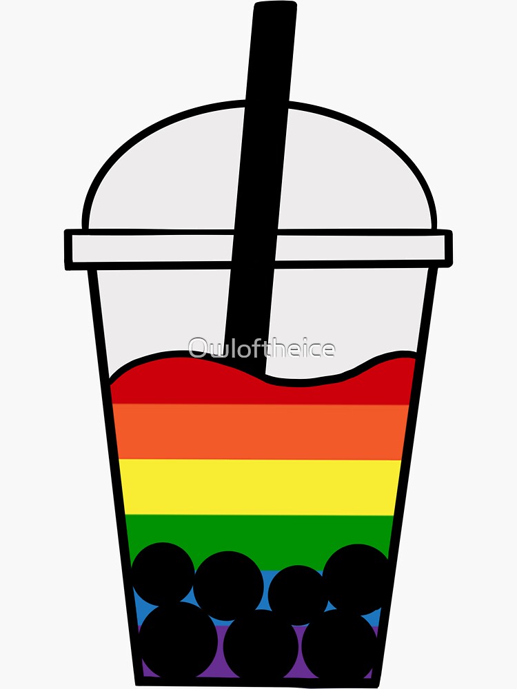"Rainbow Boba" Sticker by Owloftheice | Redbubble