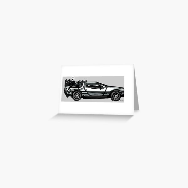 "Back to the Future Time Machine: DeLorean Side Profile" Greeting Card ...