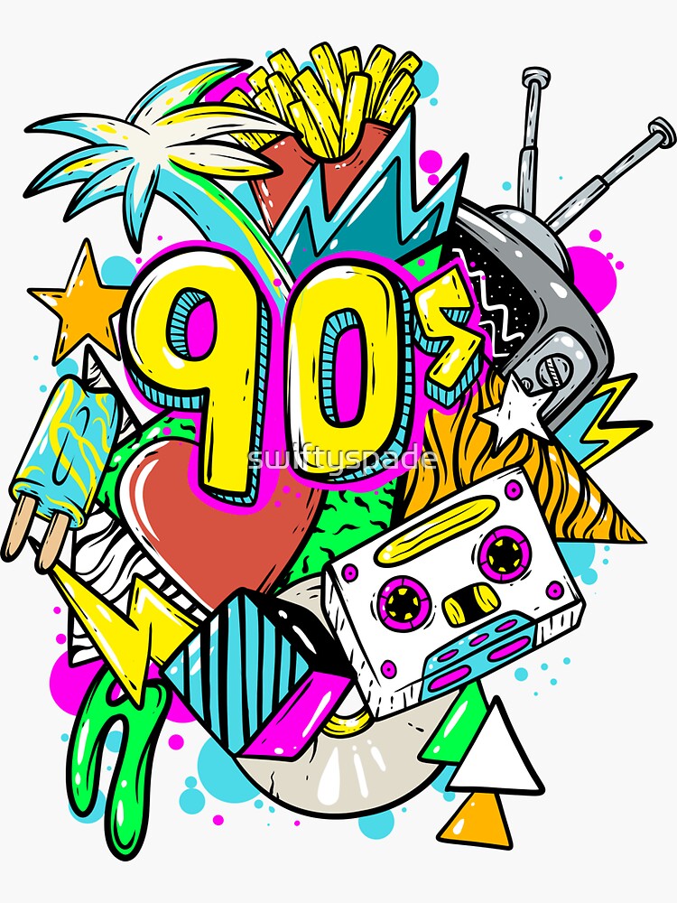 "90's Vintage I Love the 90s 1990's Nostalgia Throwback" Sticker for ...