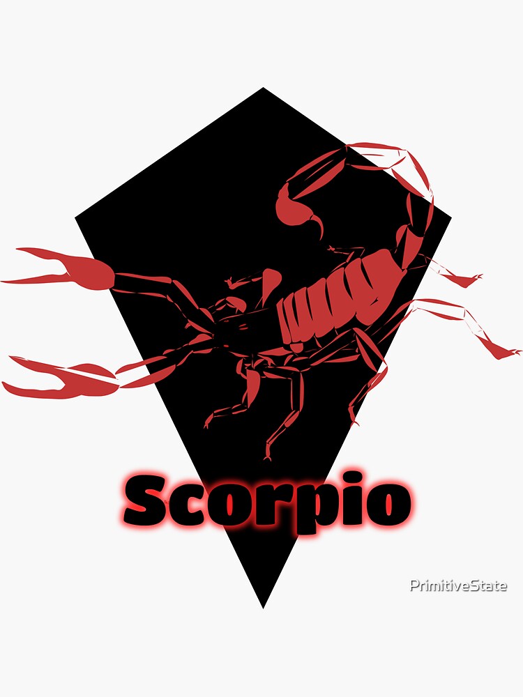 "Scorpion symbol (text in English)" Sticker for Sale by PrimitiveState ...
