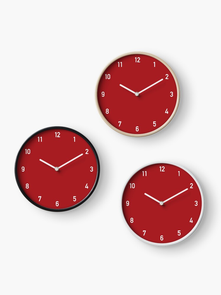 "Clock numbers red" Clock for Sale by La Chic | Redbubble