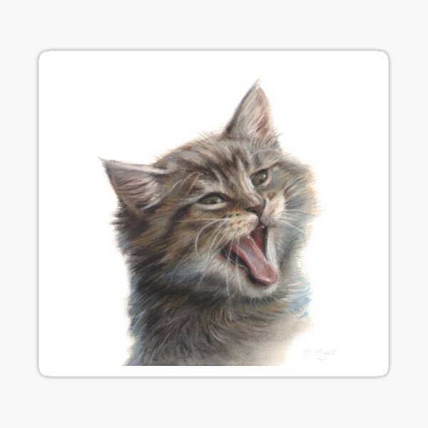 "Yawning kitten" Sticker for Sale by marjoleinkruijt | Redbubble