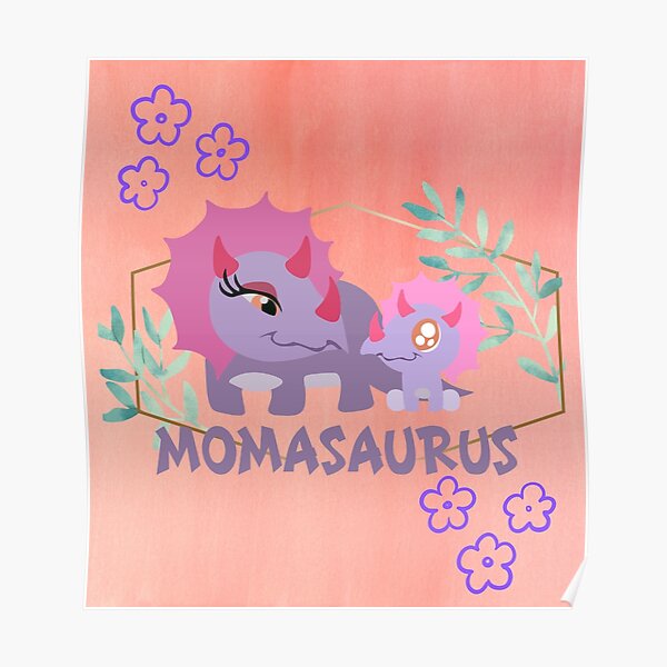 "Momasaurus Mother & Baby Stegosaurus Dinosaurs" Poster for Sale by ...