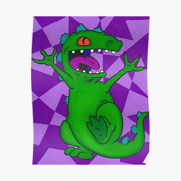 "Reptar Rugrats Nickelodeon Dinosaur T-rex painting on canvas paper ...