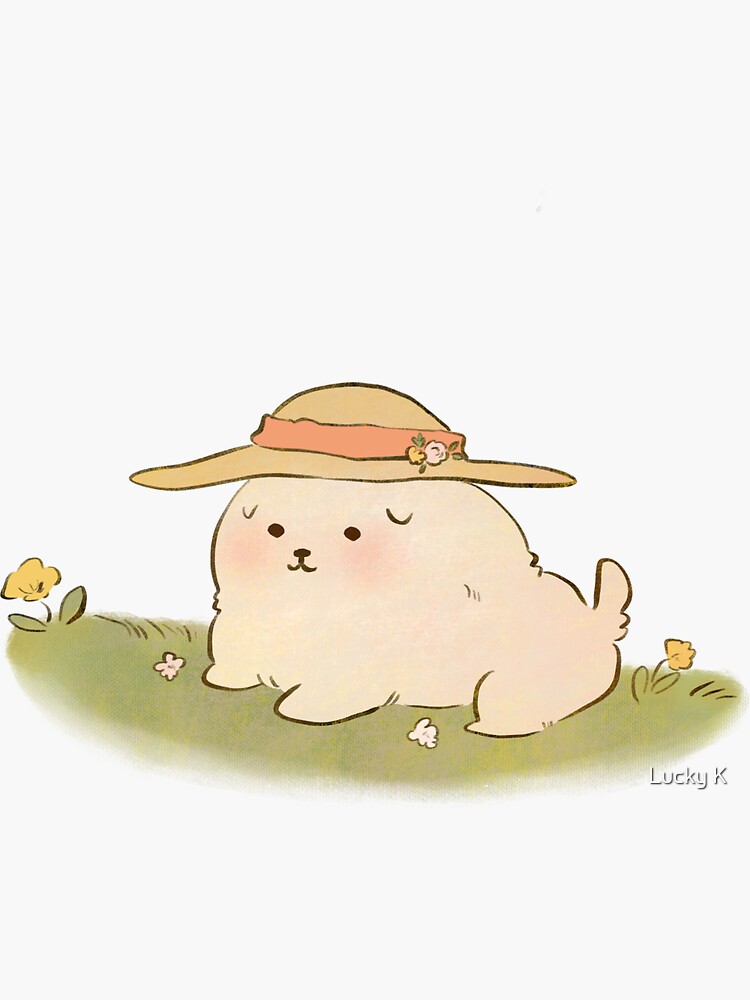 "Cottagecore Puppy " Sticker for Sale by lesbogarfield | Redbubble