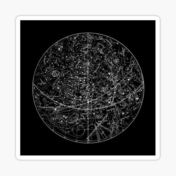 "Vintage Sky Chart Map Of Stars And Constellations" Sticker for Sale by ...