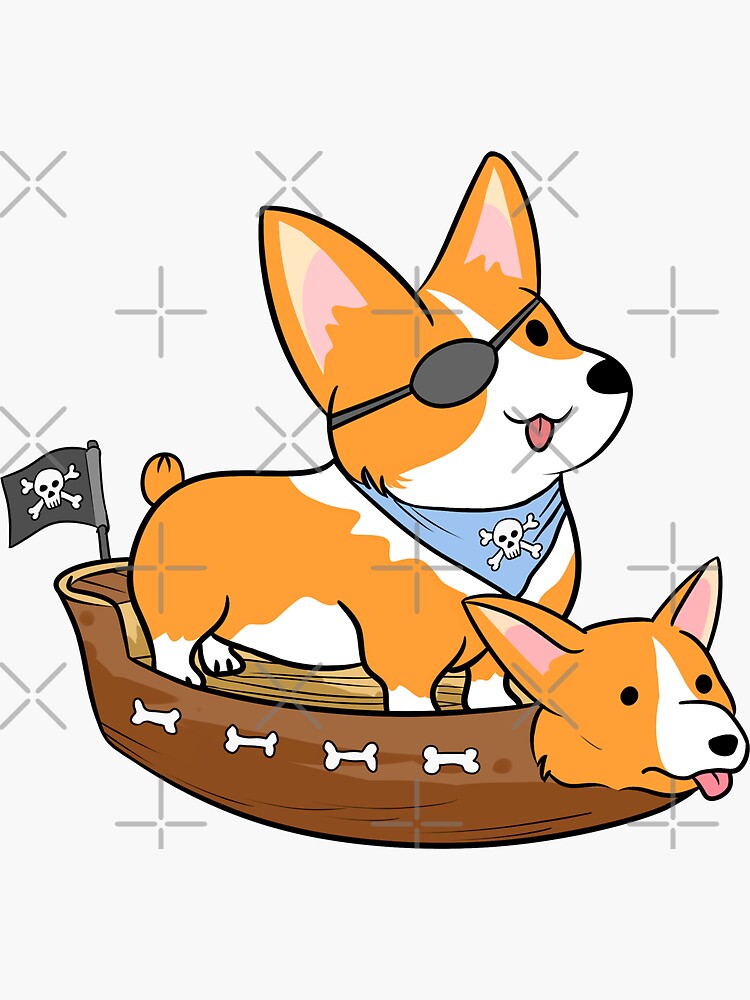 "Cute Corgi Pirate" Sticker for Sale by AndyWong | Redbubble