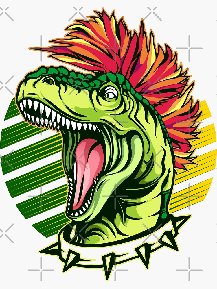 "Punk T-Rex Dinosaur" Sticker by Meliafroggy | Redbubble