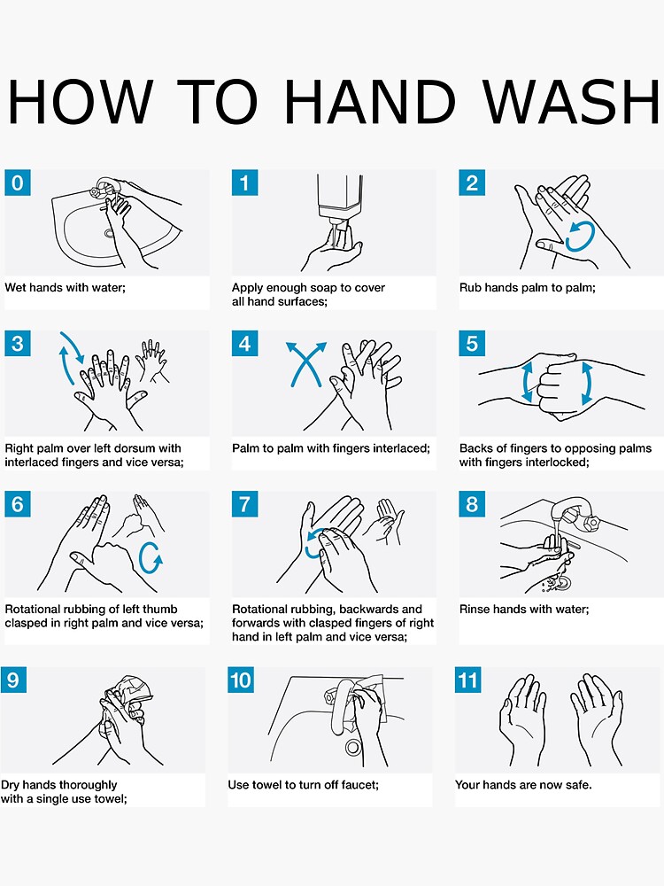 "HOW TO HAND WASH" Sticker for Sale by oscarcolonduran | Redbubble