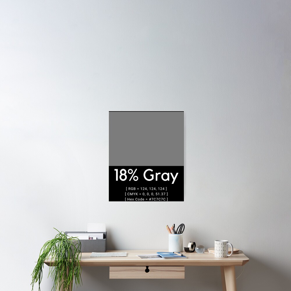 Póster «18% Fotografía gris RGB CMYK Código hexadecimal Texto blanco ...