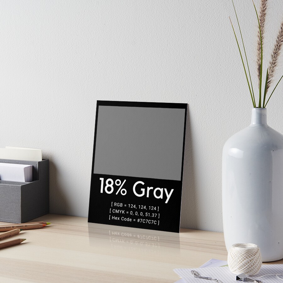 "18% Gray Photography RGB CMYK Hex Code White Text" Art Board Print for ...