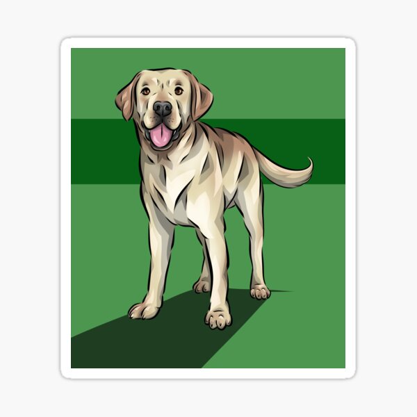 "Yellow Labrador | Cute Cartoon Dog Art | Green Background" Sticker for ...