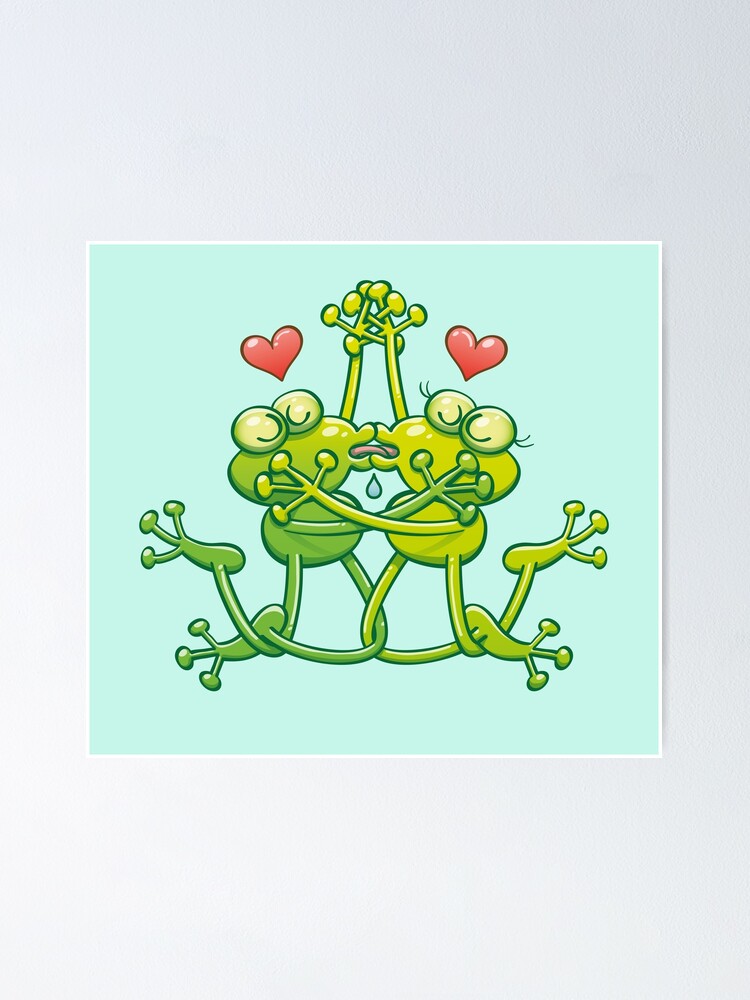 " Frogs in love drooling, hugging and French kissing" Poster for Sale ...