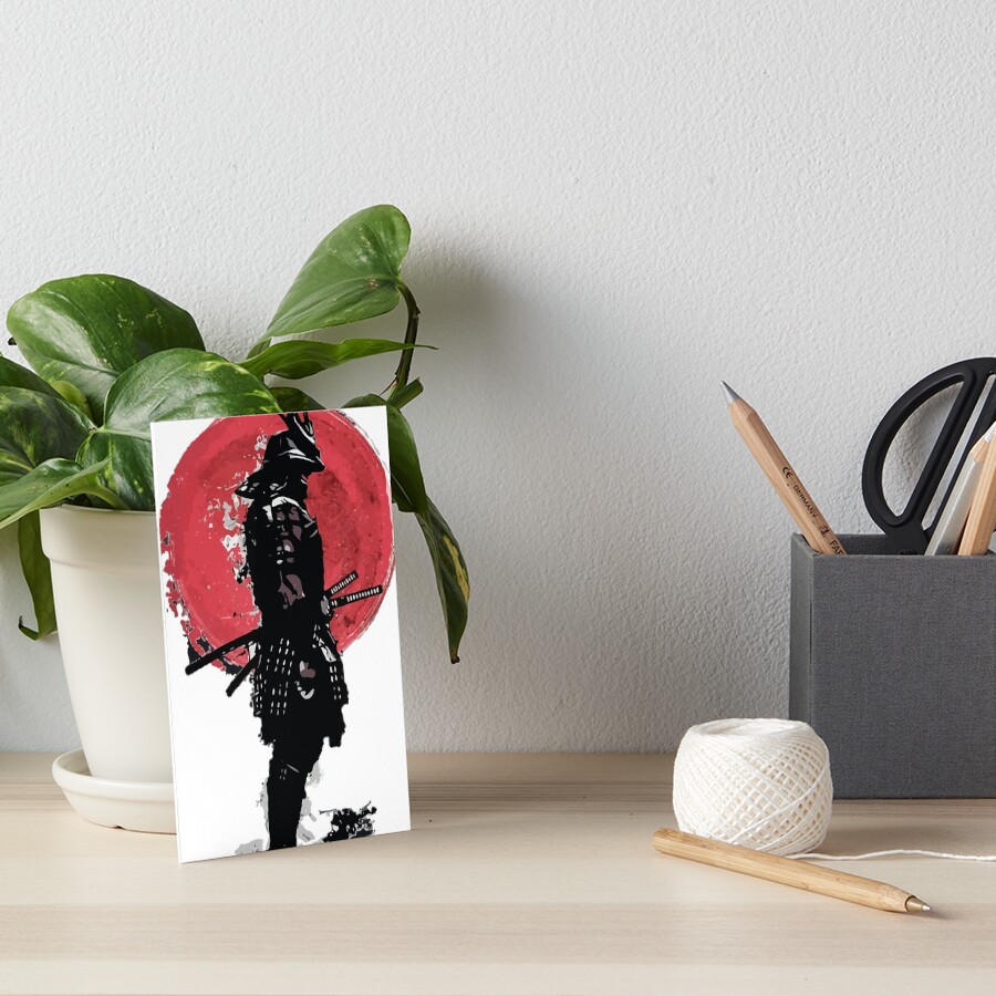 "KAIZEN Japanese Samurai warrior red Moon" Art Board Print for Sale by ...