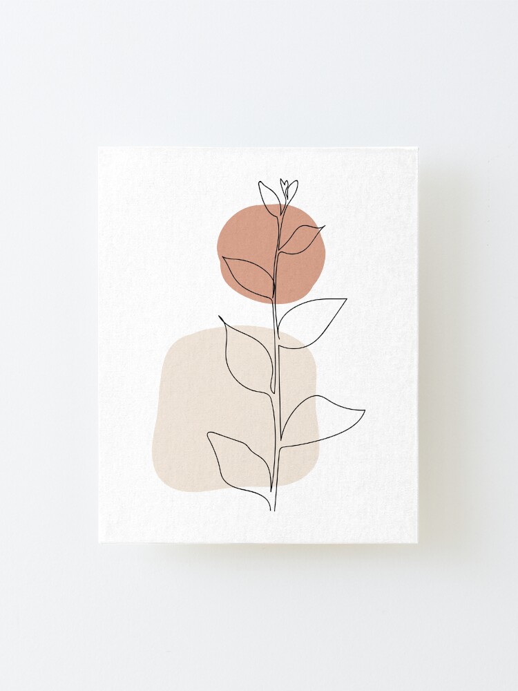 "Sun and Leaves - Modern Minimal Line Drawing Botanical Line Art Mid ...