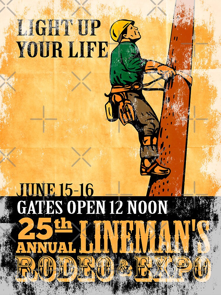 "power lineman rodeo expo vintage poster" Framed Art Print for Sale by ...