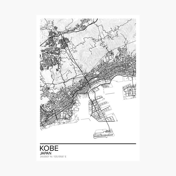 "Kobe map poster print wall art, Japan gift printable, Home and Nursery ...
