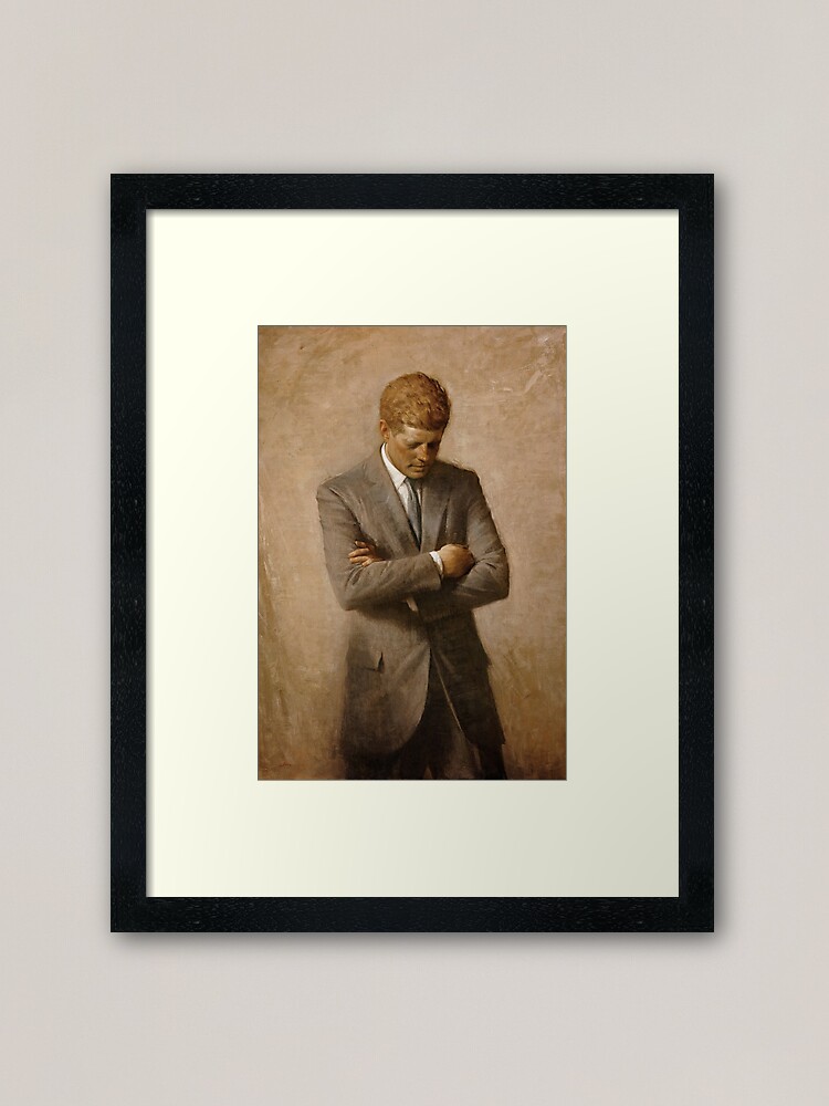 "John F Kennedy Official Portrait by Aaron Shikler" Framed Art Print ...