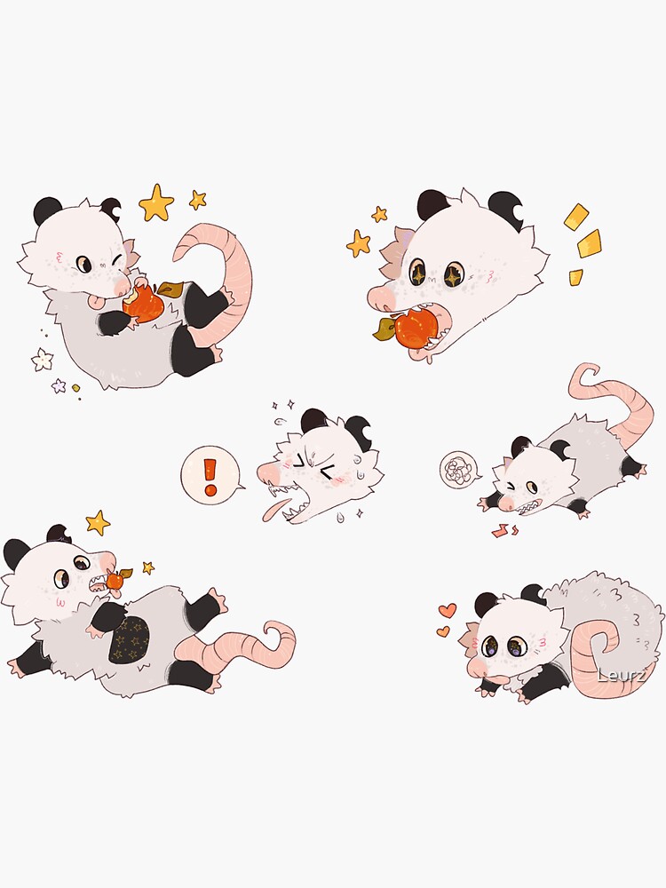 "Opossum Sticker Set ( and more ! )" Sticker for Sale by Leurz | Redbubble