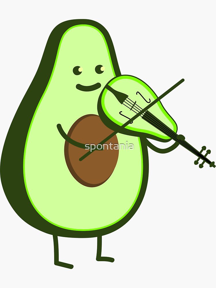 "Funny avocado with violin" Sticker for Sale by spontania | Redbubble