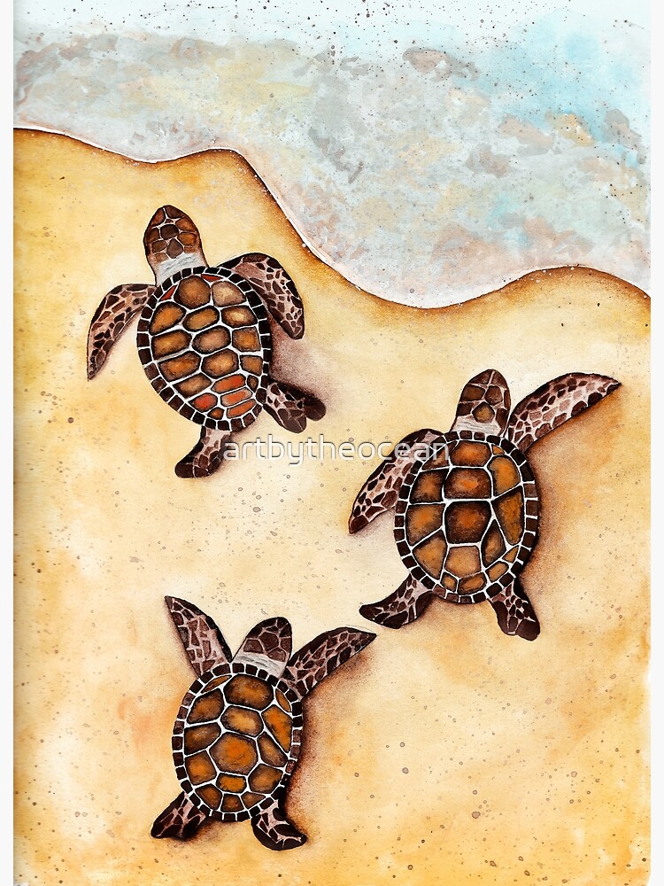 "Sea Turtle Hatchlings Ocean Art Painting" Art Print for Sale by ...
