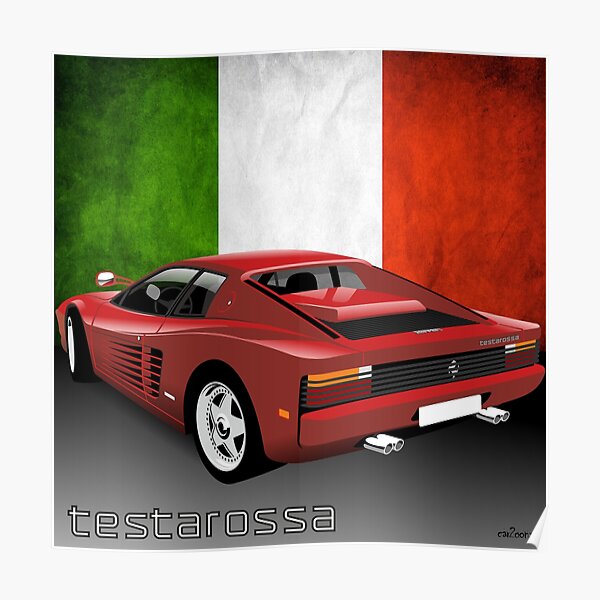 "Ferrari Testarossa red" Poster by car2oonz | Redbubble