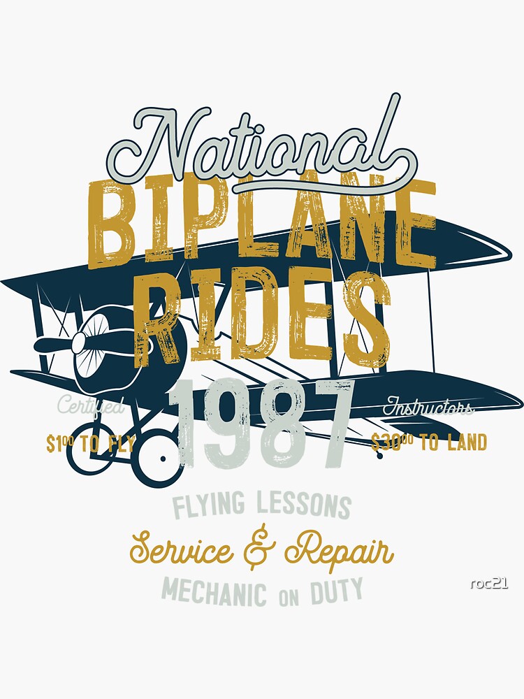 "National Biplane Rides" Sticker for Sale by roc21 | Redbubble