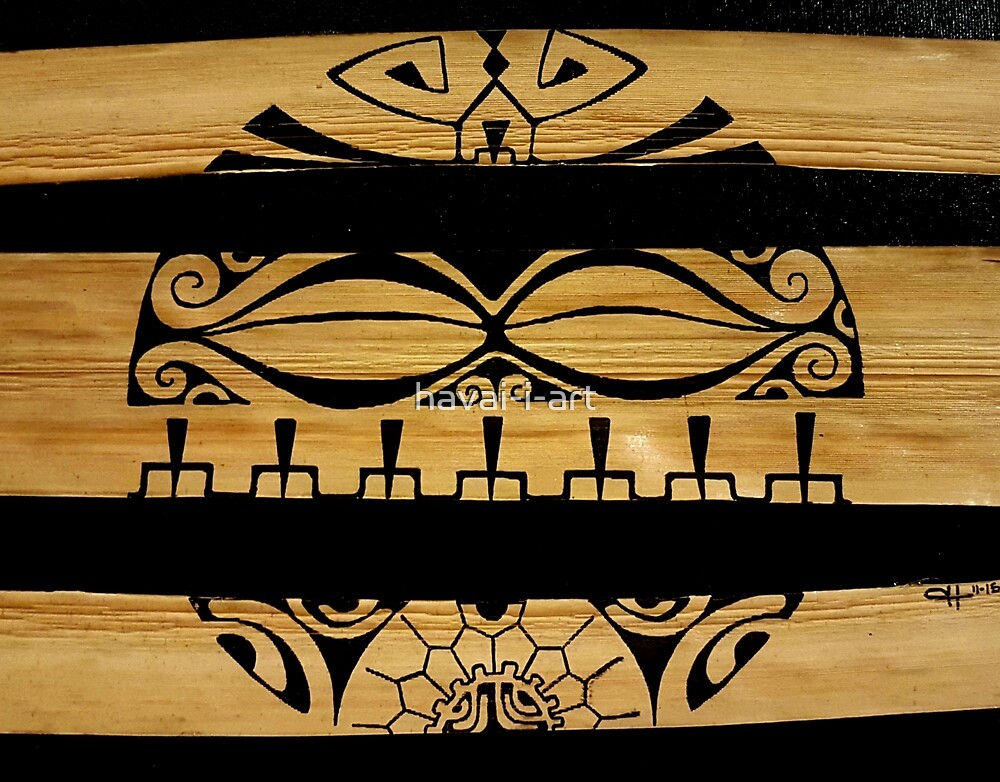 " on traditional tapa. Drawings inspired by Polynesian and Marquesan ...